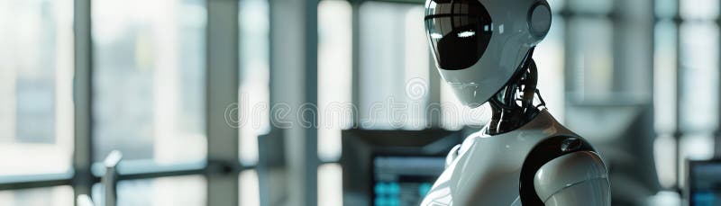 Futuristic 3D Model of a Robot Assistant in an Office Setting Stock ...