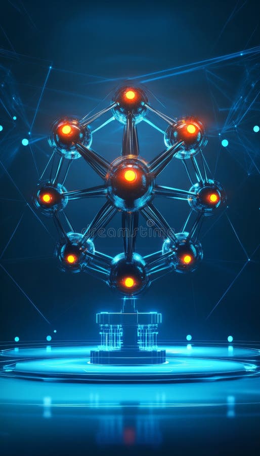 Futuristic 3d Molecular Model with Glowing Atomic Connections on ...