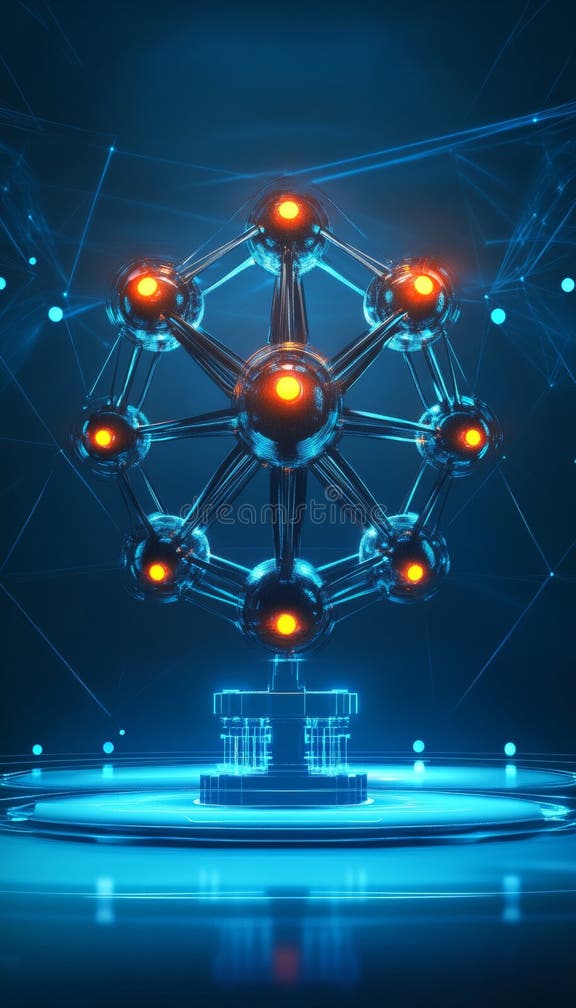 Futuristic 3d Molecular Model with Glowing Atomic Connections on ...
