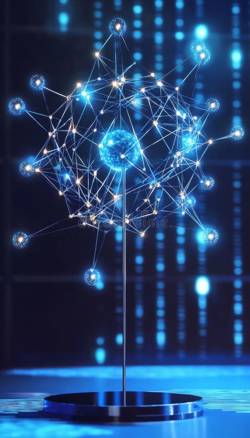 Futuristic 3d Molecular Model with Glowing Atomic Connections on ...