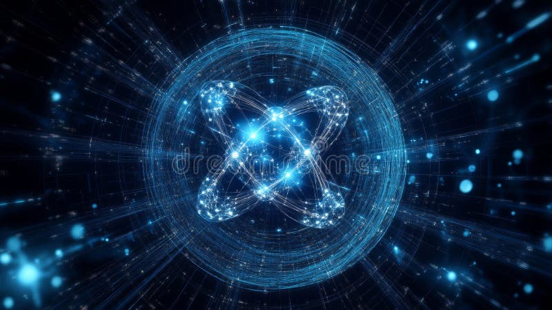 Futuristic 3d Molecular Model with Glowing Atomic Connections on a ...