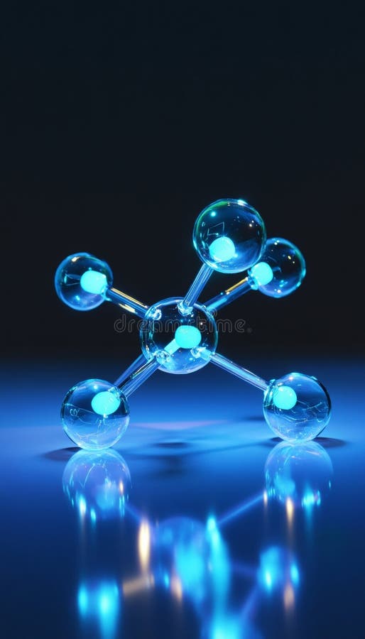 Futuristic 3d Molecular Model with Glowing Atomic Connections on a ...