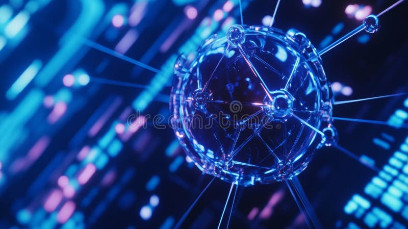 Futuristic 3d Molecular Model with Luminous Atomic Bonds on a Vibrant ...