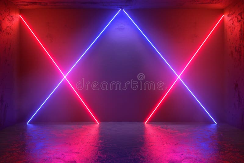 Futuristic 3d Neon Light Background with Empty Space for Virtual ...