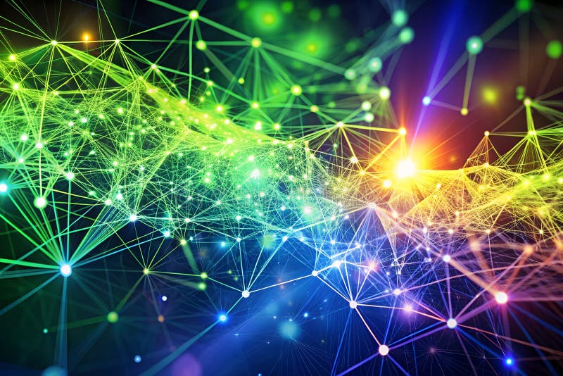 Futuristic 3d Plexus Array Abstract Particle Background And Big Data Network Visualization Stock