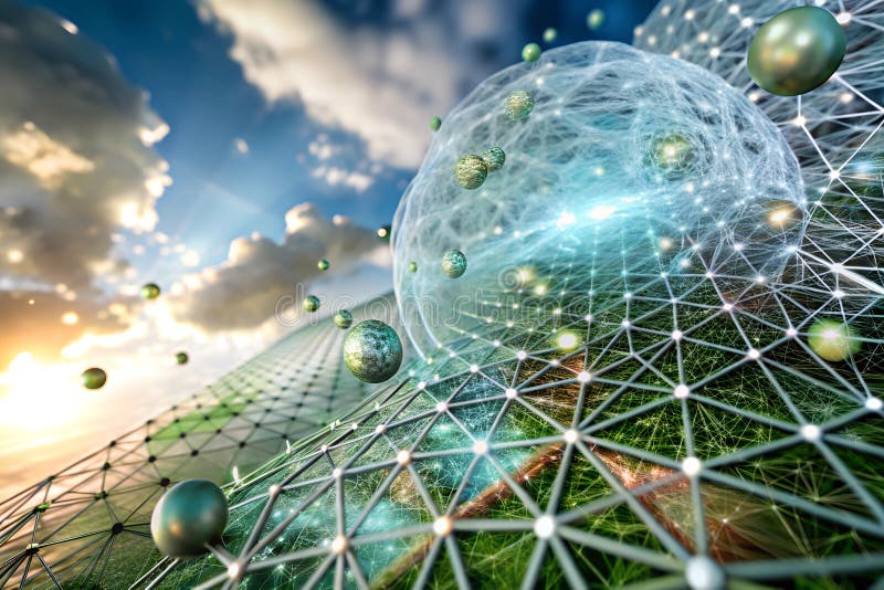 Futuristic 3d Plexus Array Abstract Particle Background And Big Data Network Visualization Stock