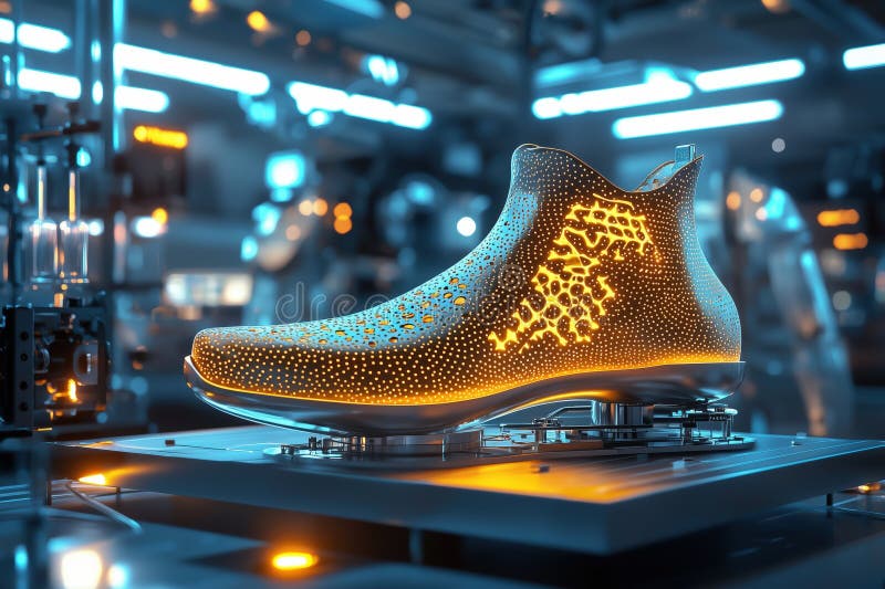 Futuristic 3d Printed Shoe with Electronic Elements in High-tech ...