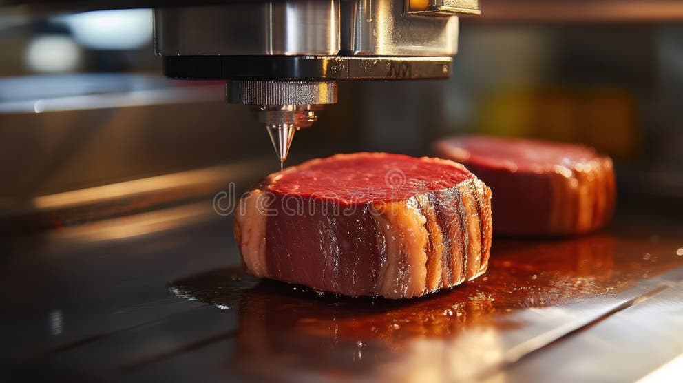 Futuristic 3D Printer Crafting Edible Steak with Precision and Advanced ...