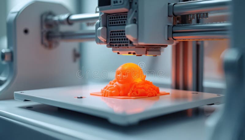 Futuristic 3D Printer Creating Prototype Model. Tech Innovation ...