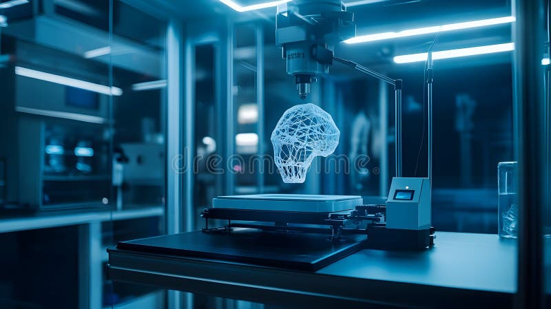 Futuristic 3d Printing Lab with Holographic Display in High-tech ...