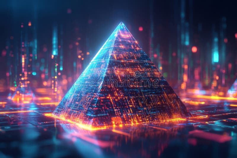 A Futuristic 3D Pyramid Design Showcasing Advanced Data Analysis HUD ...