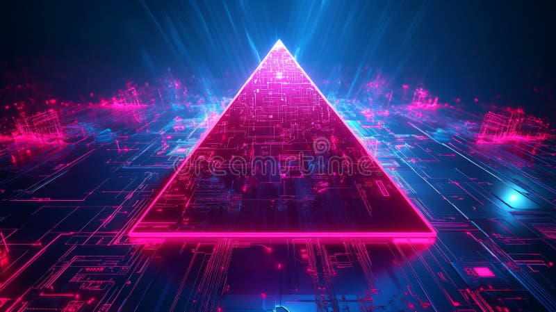 A Futuristic 3D Pyramid Model with a Comprehensive Digital Data HUD ...