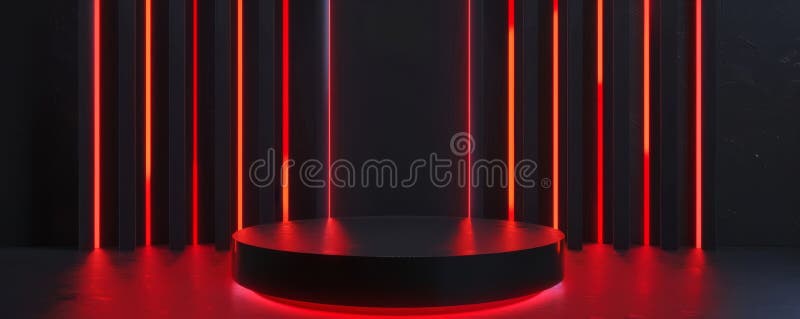 Futuristic 3D Render of an Abstract Black Background with Vibrant Red ...
