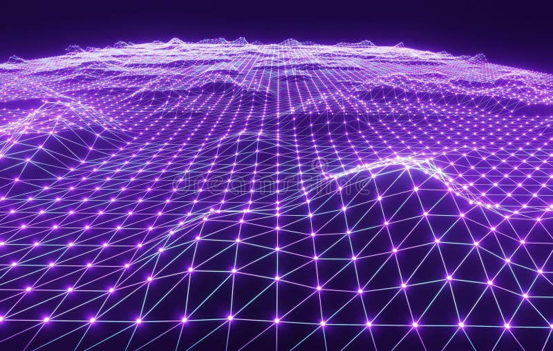 Futuristic 3D Render: Abstract Plexus Purple Geometrical Shape in High ...