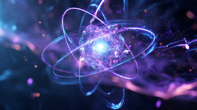 Sci Fi Atomic Orbit with Neon Trails and Particle Burst. Generated Ai ...