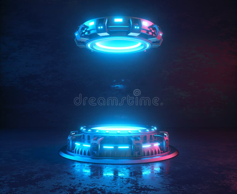 Cyber Platforms with Glowing Neon Lights. Stock Illustration ...