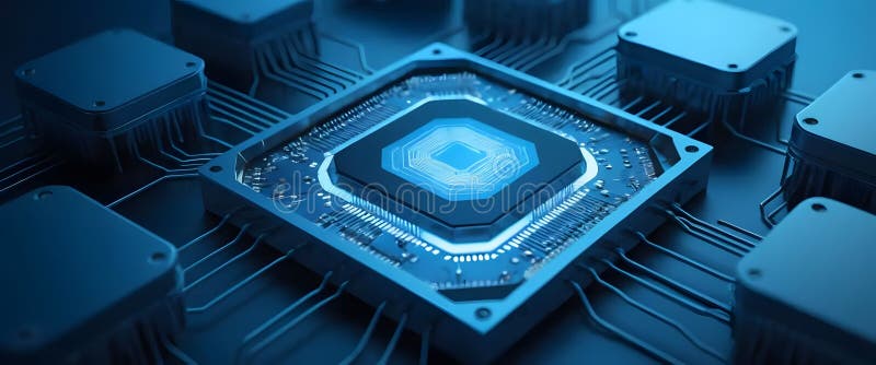 Futuristic 3D-Rendered Microchip Embedded in a Glowing Blue Human Cell ...