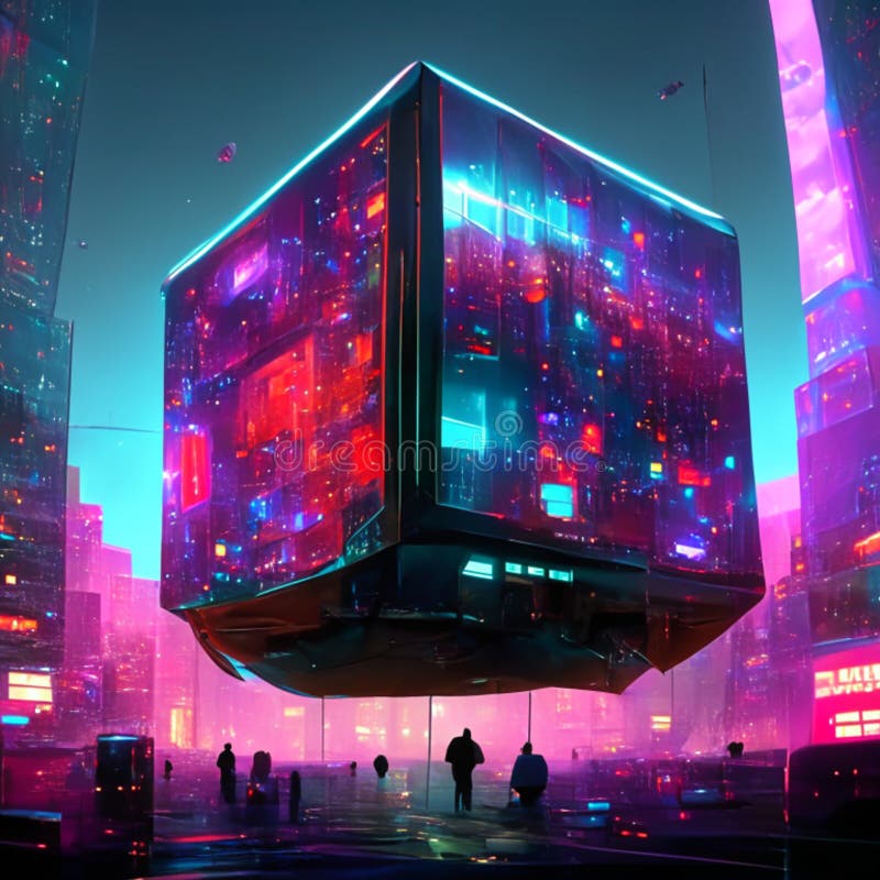 Futuristic 3d Rendering of a Futuristic City at Night with People ... Futuristic 3d Rendering of a Futuristic City at Night with People ...