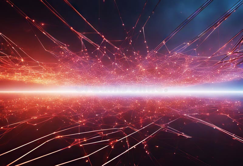 Futuristic 3d Rendering Geometric Dots Computer Digital Connection ...