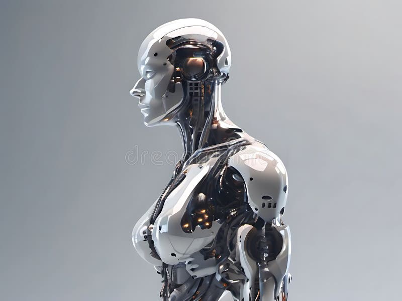 Abstract 3D Rendering of Cyborg Metallic White Stock Illustration ...
