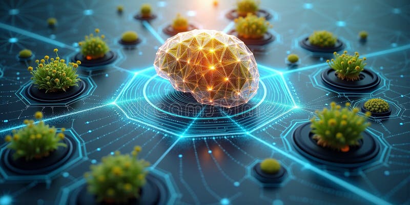 Smart Agriculture Digital Hub and Ecosystem 3D Concept Stock ...