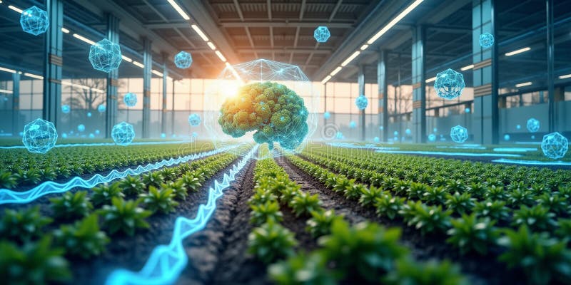 Smart Agriculture Digital Hub and Ecosystem 3D Concept Stock ...