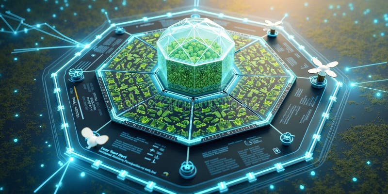 Smart Agriculture Digital Hub and Ecosystem 3D Concept Stock ...