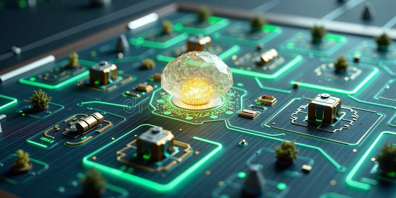 Smart Agriculture Digital Hub and Ecosystem 3D Concept Stock ...