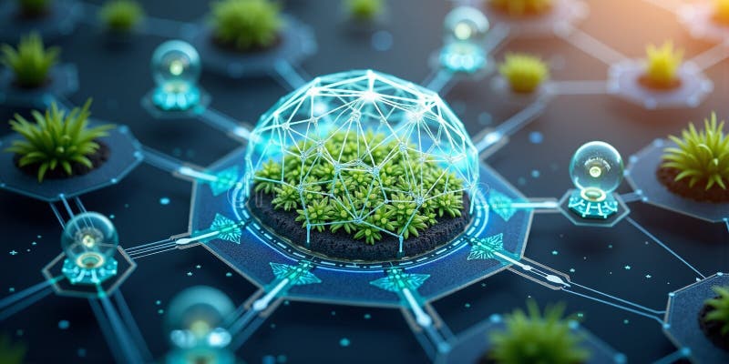 Smart Agriculture Digital Hub and Ecosystem 3D Concept Stock ...