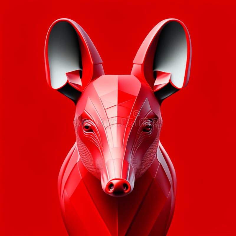 Futuristic 3D Rendering of a Red Fox on a Red Background Generative AI ...