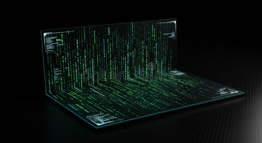 A Futuristic 3D Rendering of a Transparent, Angular Digital Screen in ...