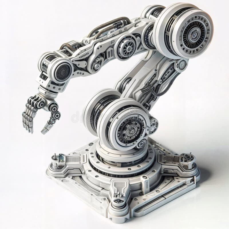Futuristic 3d Robotic Arm. Robotization and Automation of Jobs Concept ...