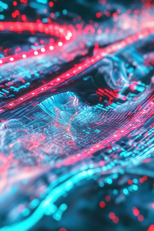 A Futuristic 3D Satellite Map with Glowing GIS Spatial Network Overlays ...