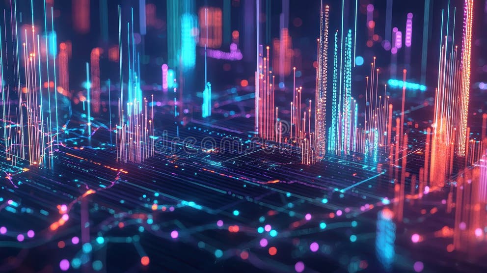 Futuristic 3D Scatter Plot of AI Integration and Productivity Across ...