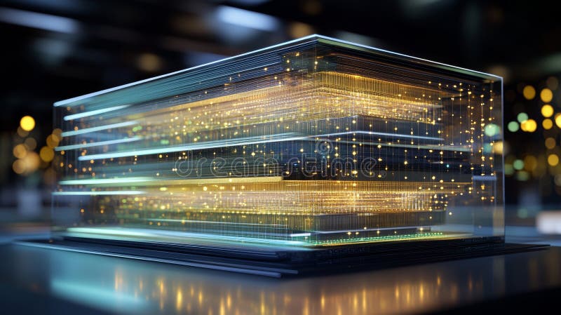 Futuristic 3D Stack of High Performance DRAM Modules with Lights Stock ...