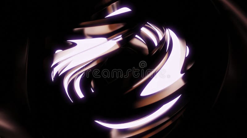 Futuristic 3d Structure with Rotating Ball. Design. Neon Lines Glow in ...
