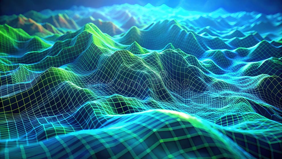 Futuristic 3D Topographic Grid a Dynamic Visualization of Digital ...