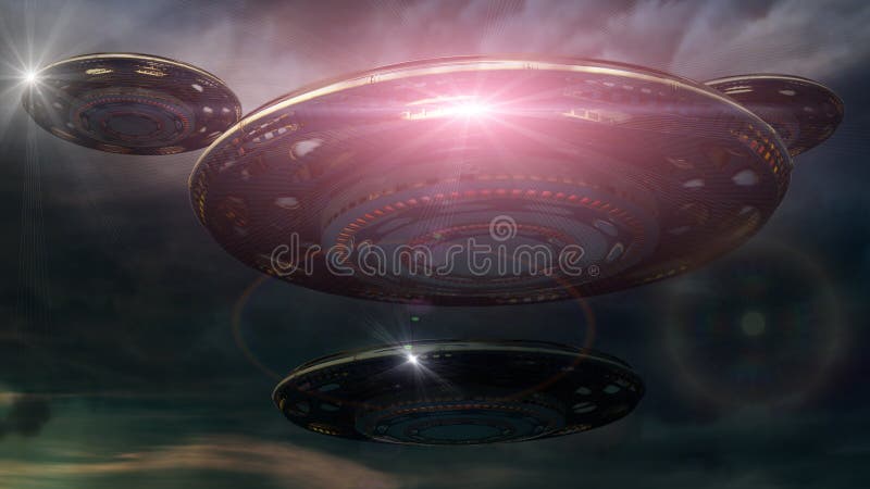 Futuristic 3d UFO stock illustration. Illustration of water - 36088695