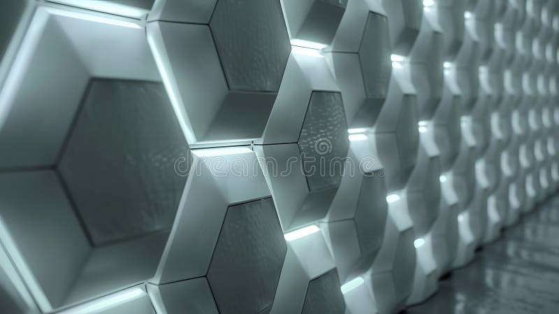 A Futuristic 3D Wall Art Piece Composed of Interconnected Hexagonal ...