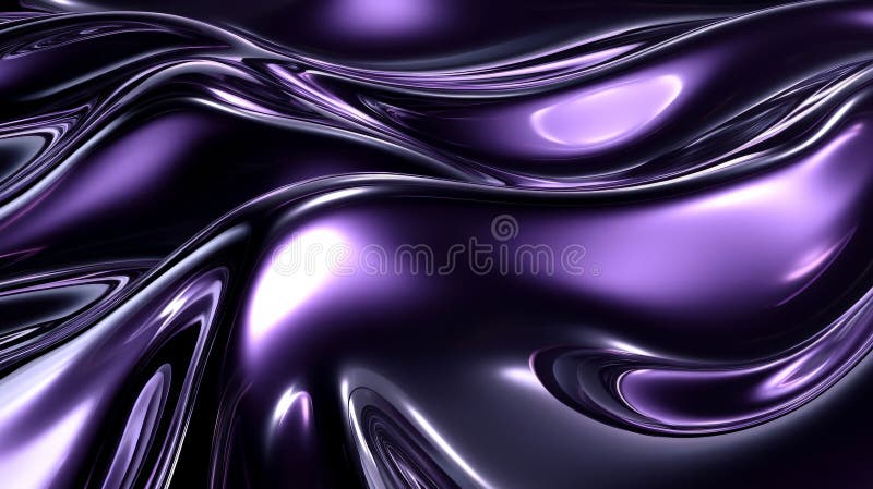 A Futuristic 3D Wave Pattern in Metallic Silver and Purple, with Fluid ...