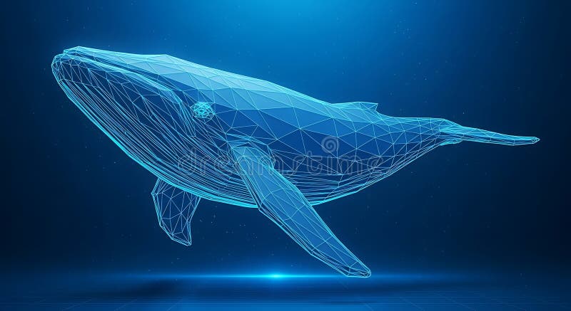 Futuristic 3D Wireframe Model of a Whale, Possibly a Blue Whale, is ...