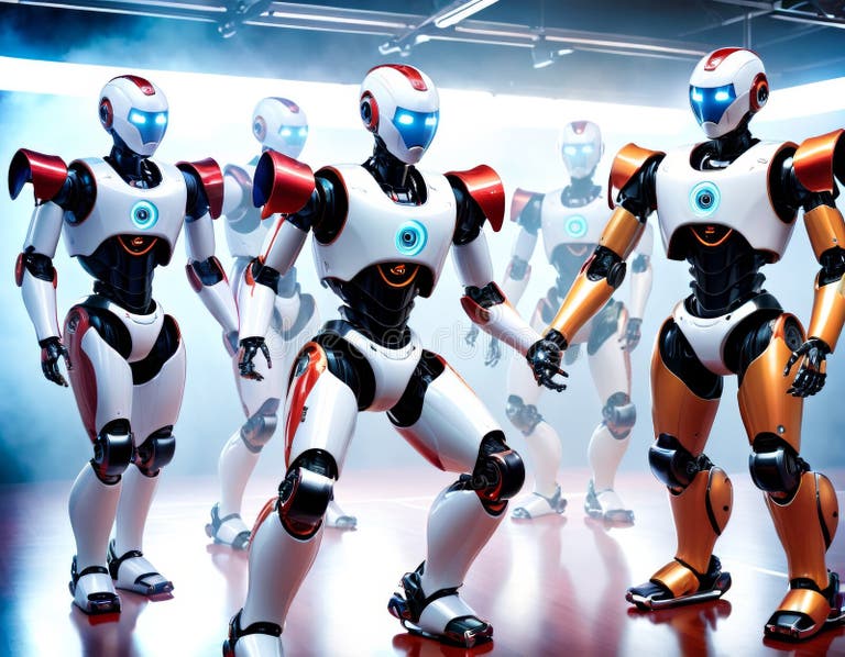 Futuristic Dance of Advanced Robots Stock Image - Image of group ...