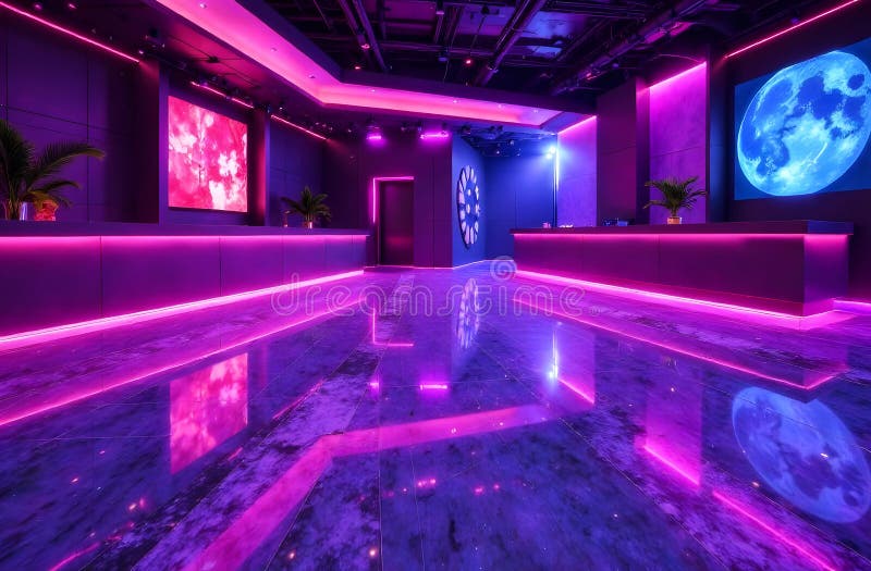 Vibrant Neon Dance Floor in Modern Lounge Stock Illustration ...