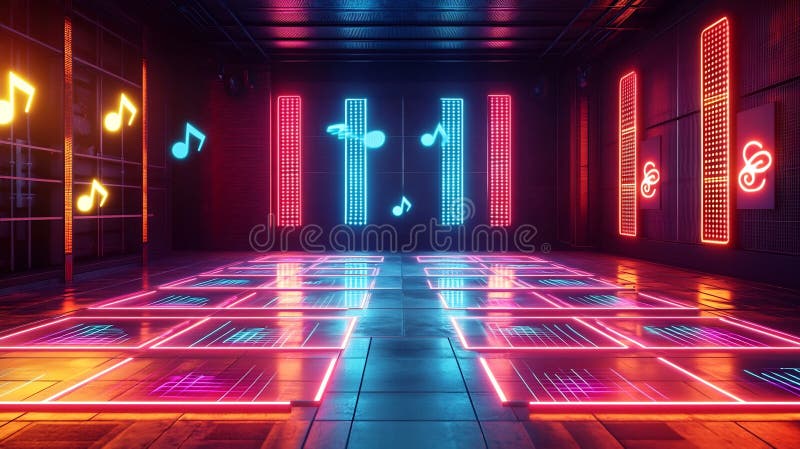 Futuristic Dance Studio with Vibrant LED Floors and Motion Activated ...
