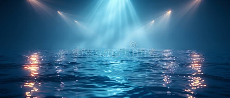 A Futuristic Dark Blue Night Background with Rays and Lines, Lightning ...