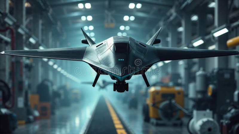 Futuristic Dark Gray Stealth Drone with Angular Wings Stock Photo ...