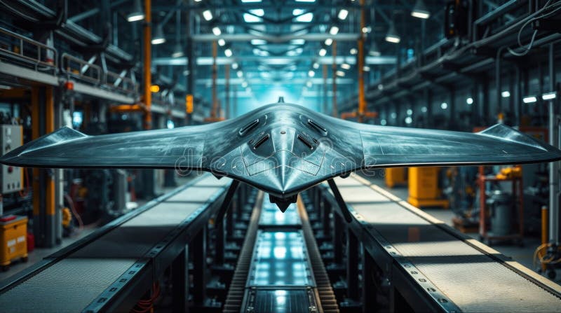 Futuristic Dark Gray Stealth Drone with Angular Wings Stock Image ...