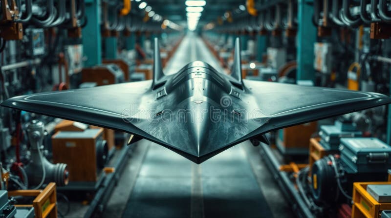 Futuristic Dark Gray Stealth Drone with Angular Wings Stock Image ...