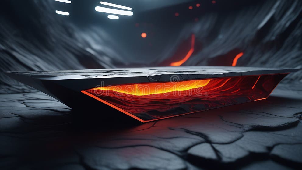 A Futuristic Dark Low Epoxy Lava Table Sits in a Cool Light Room Stock ...