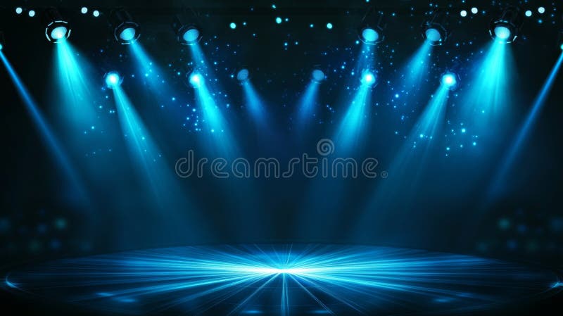 Futuristic Dark Stage Design with Abstract Room, Spotlight Patterns ...